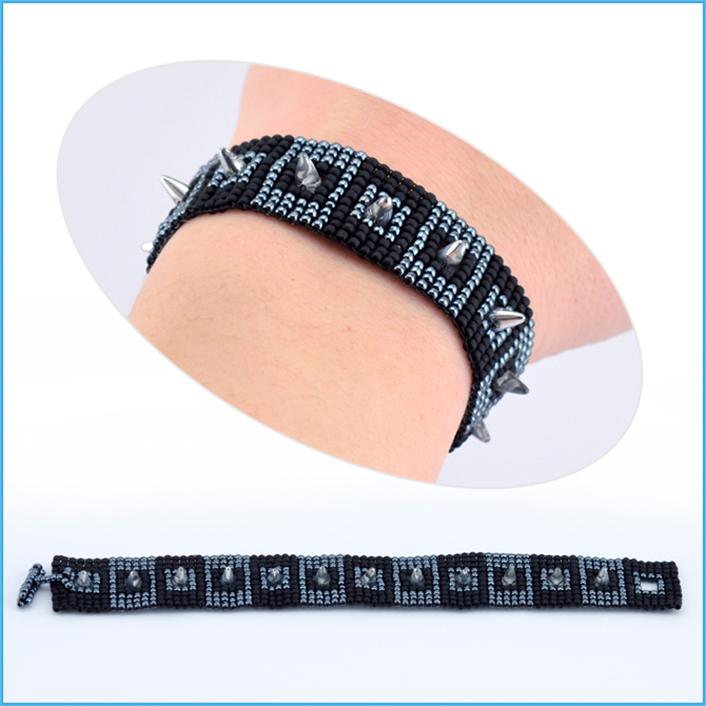 Bead Loom Instructions - Silver Spikes Loom Cuff
