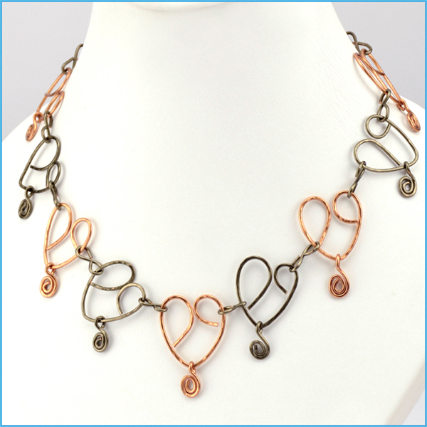 Wire Jewelry Making Tutorials - Hearts On A Wire Necklace