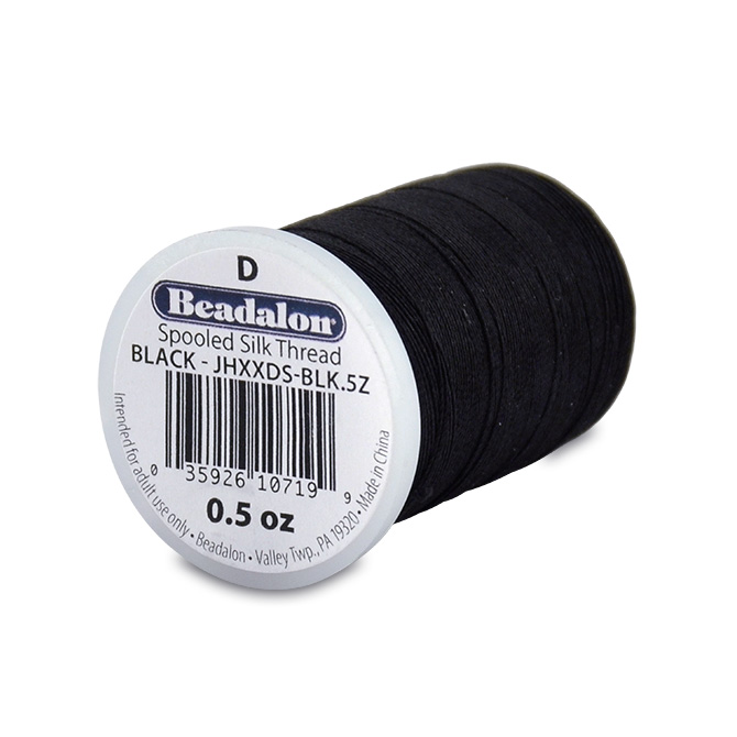 Beadalon Silk Thread, Size D (.012 in, .30 mm), Black , 0.5 Beadalon Silk Thread, Size D (.012 in, .30 mm), Black , 0.5