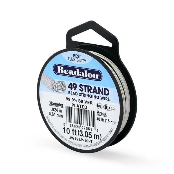 49 Strand Stainless Steel Bead Stringing Wire, .024 in (0.61 mm ...